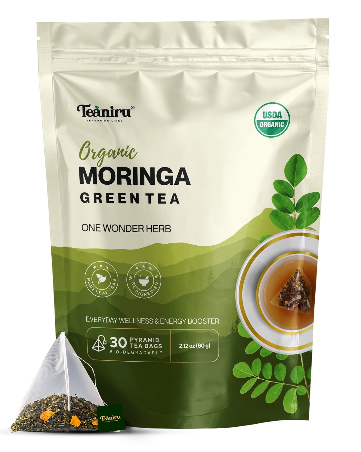 Teaniru, Moringa Nutrient-rich Tea, 30 Count | For Natural Energy ...