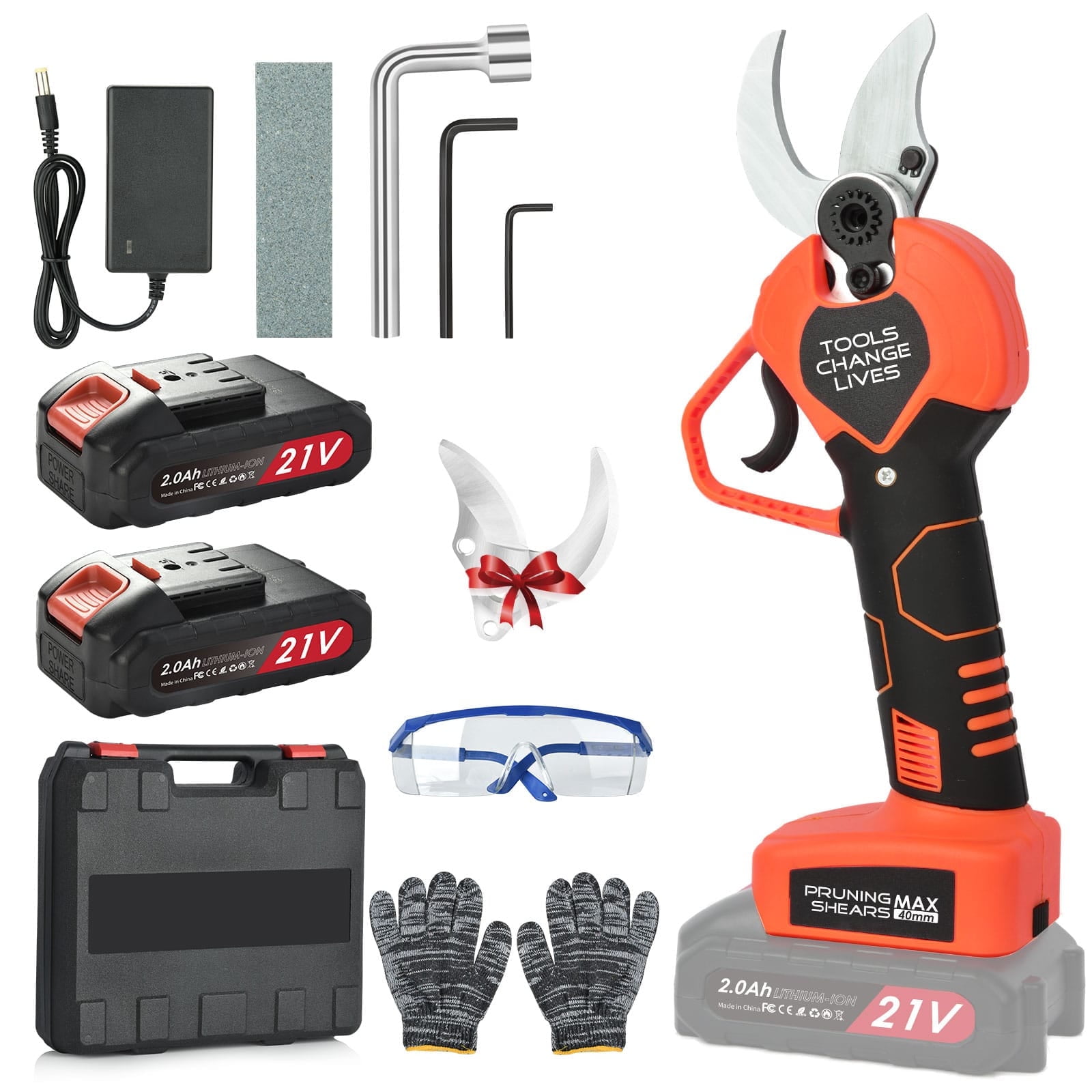 40mm Professional Cordless Pruning Shears: Electric Pruner with 2x 21V ...