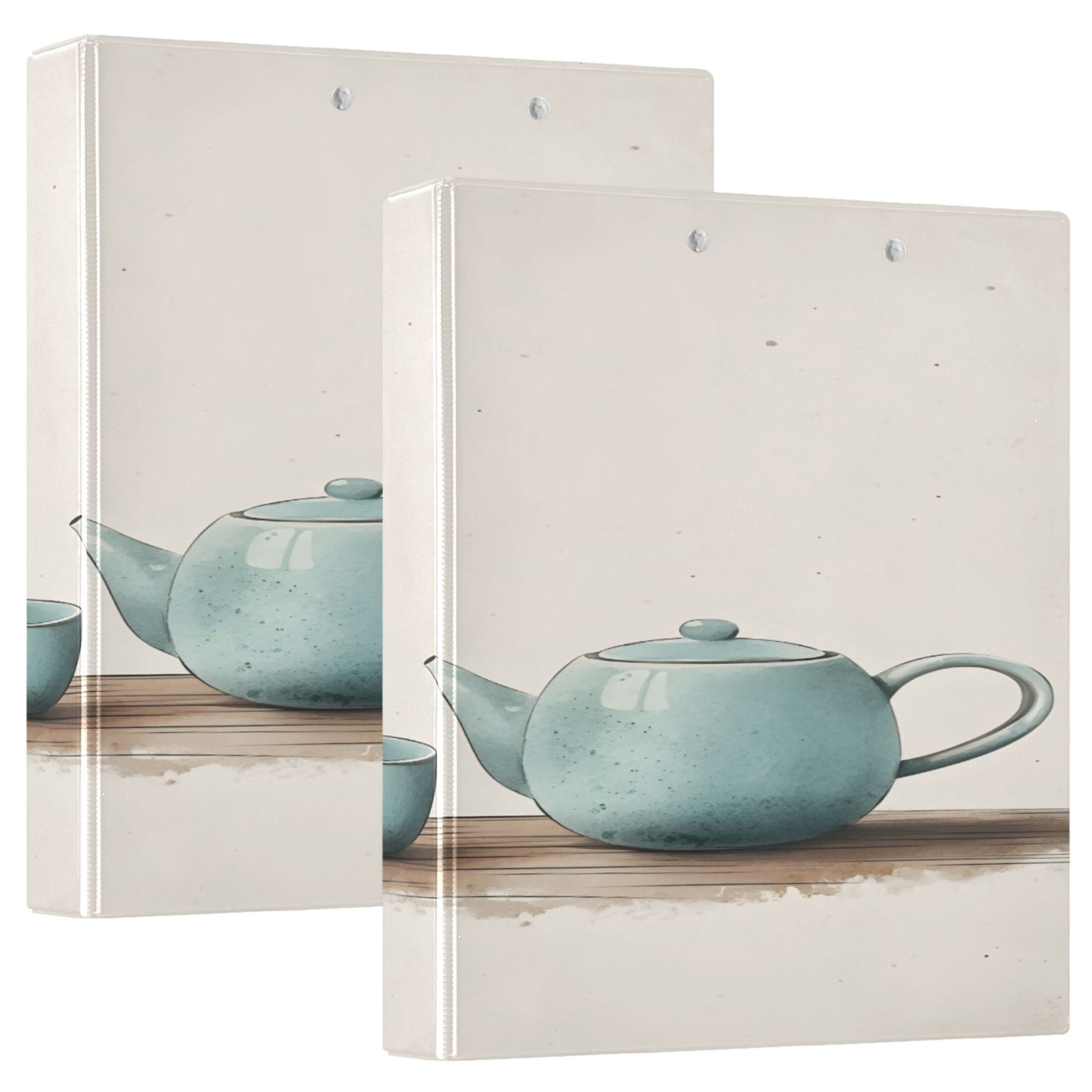 Teapot 12.4x10.6in PVC Round Ring Binder, D-Ring 3-Hole, Metal Clip ...