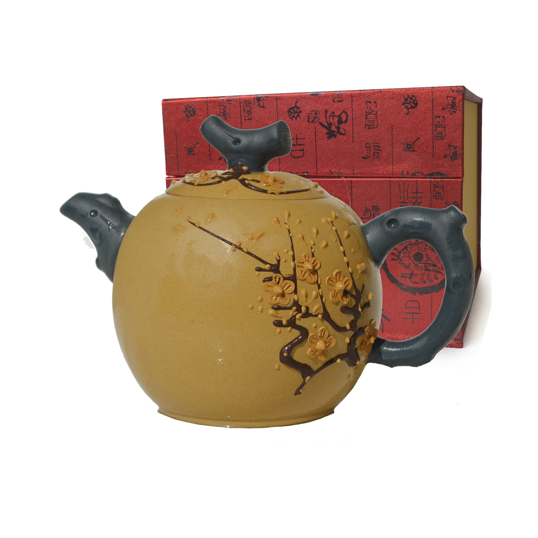 Teapot 12.5oz Yixing Clay Zisha Teapot Plum Blooming Yellow Tea Pot ...