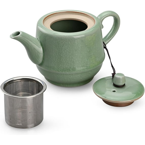 Teapot with Infuser Ceramic Tea Pot with Removable Stainless Steel ...