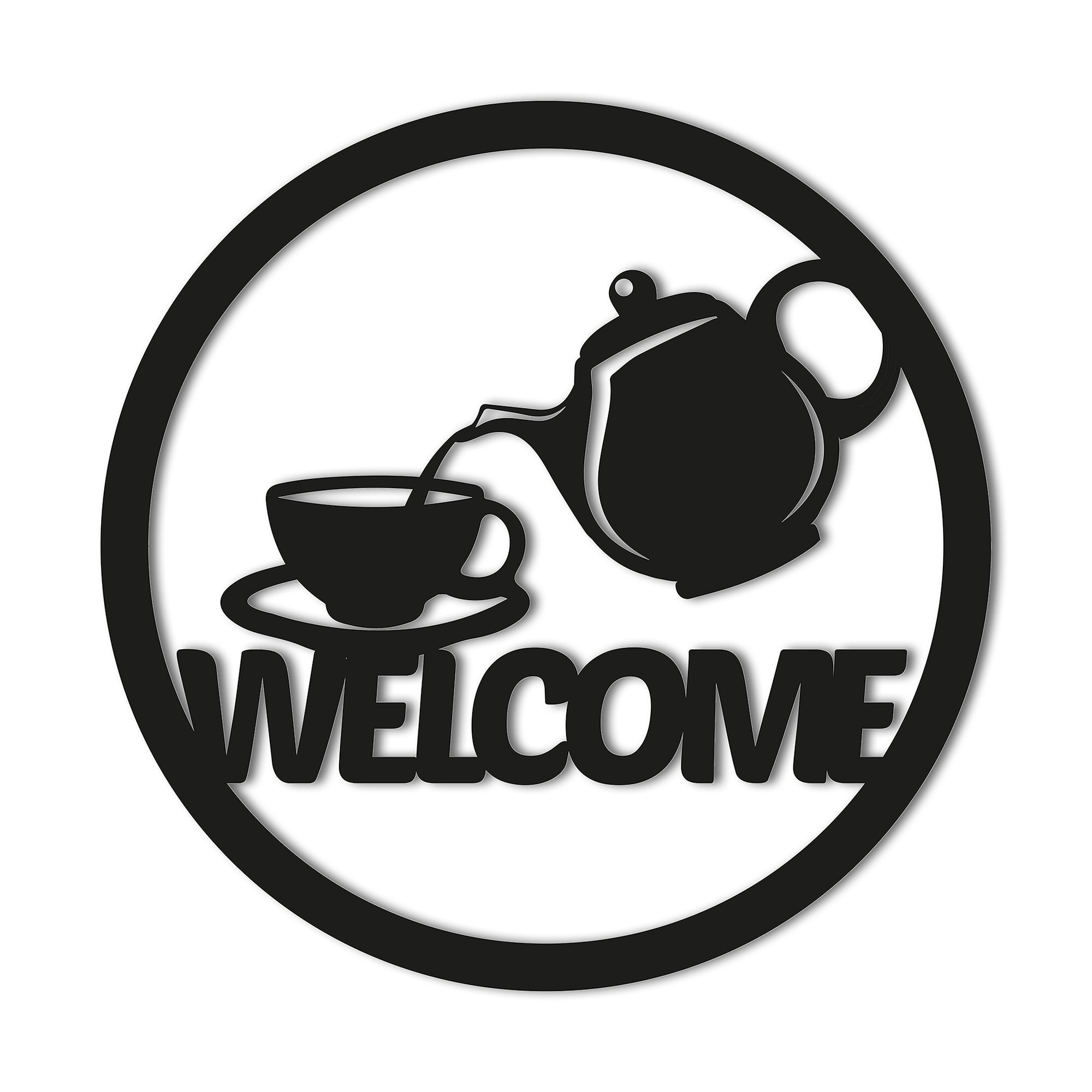 Teapot Welcome Metal Sign | Tea Time Welcome Sign Tea Pot and Saucer ...