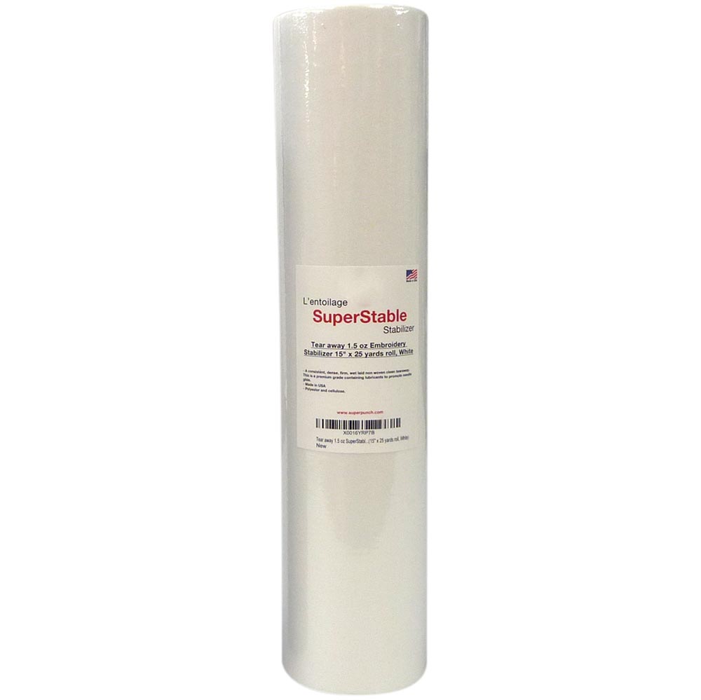 Tear Away Stabilizer White 1.5 oz 15 inch x 25 Yard Roll. SuperStable ...