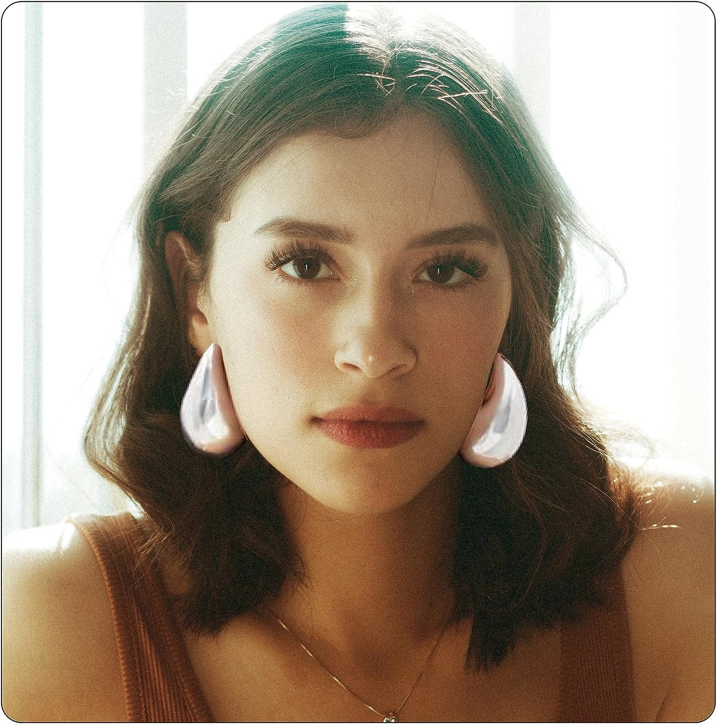 Tear Drop Earrings for Women, Chunky Gold Hoop Polishing Hypoallergenic ...