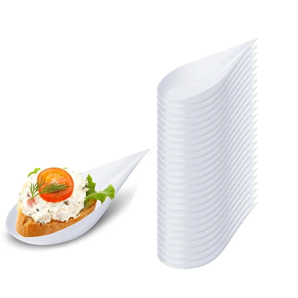 Tear Drop Mini Appetizer Plates,Reusable Plastic Spoons Desserts ...