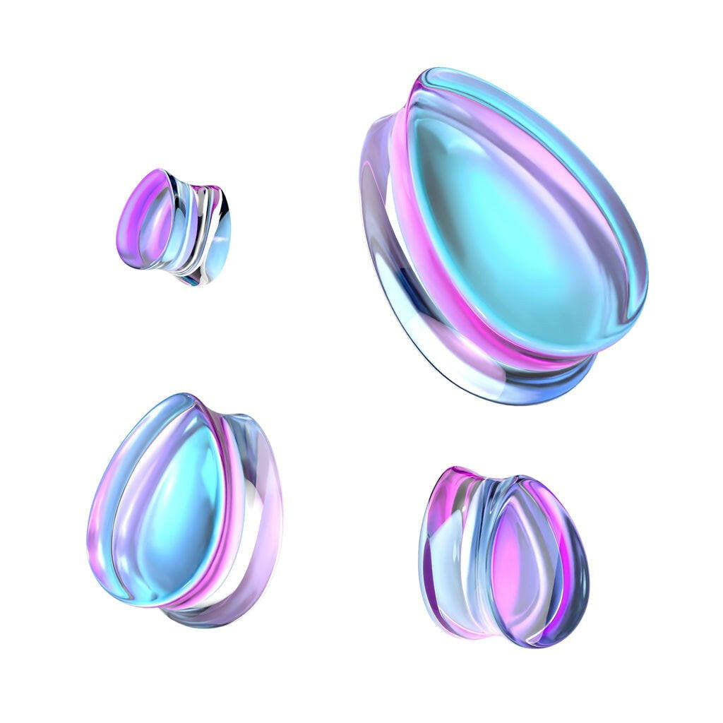 Tear Drop Purple Iridescent Glass Double Flare Plug - Walmart.com