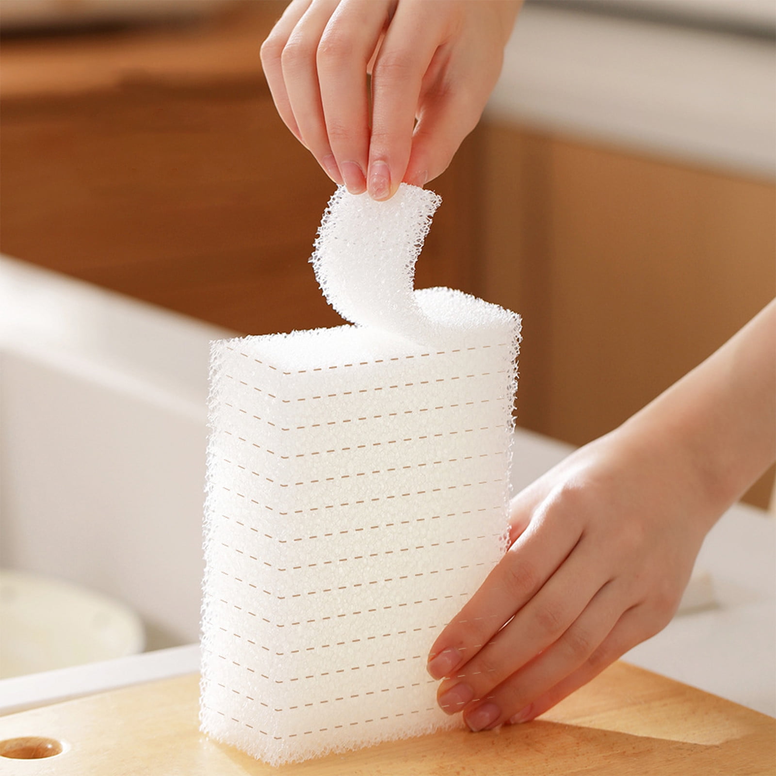 Tear-Resistant Microfiber Sponge Scrubber for Kitchen Dishes Heavy-Duty ...
