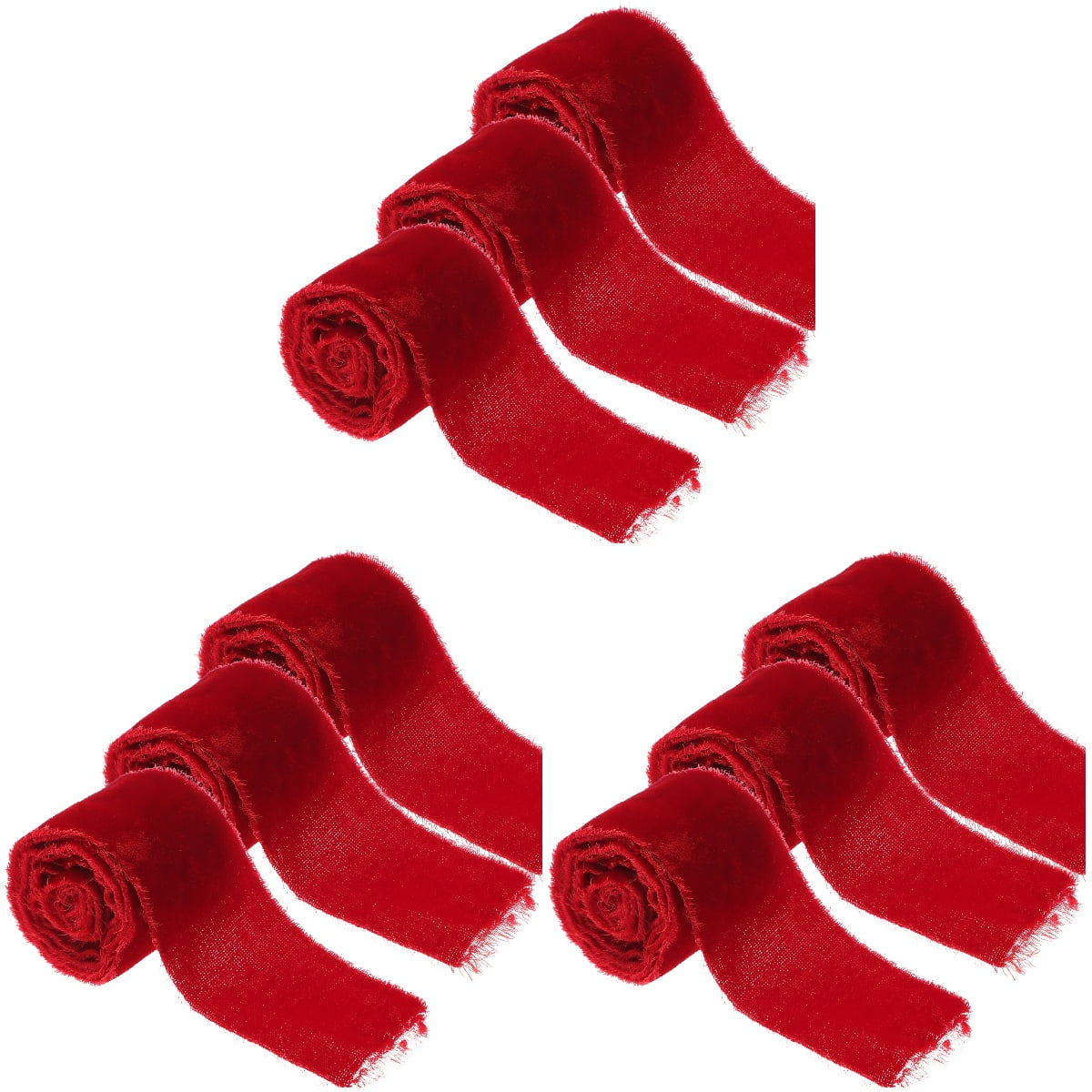 Tear Velvet Ribbon Holiday Craft Wrapping Chiffon Fringe Red Frayed ...