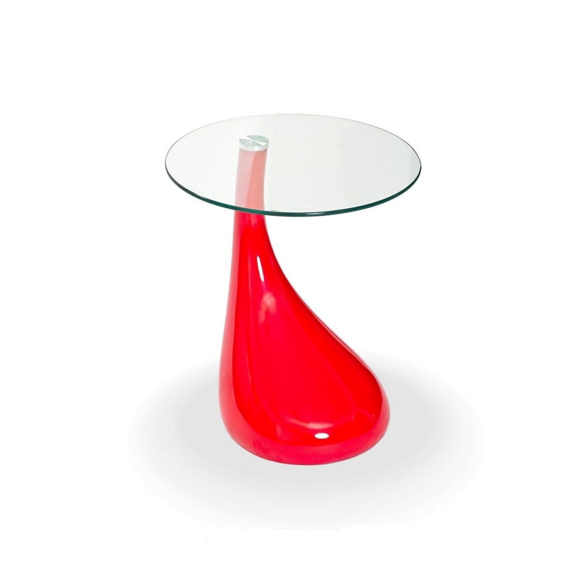 TearDrop Side Table Red Color With 18" Inch Round Glass Top - Walmart.com