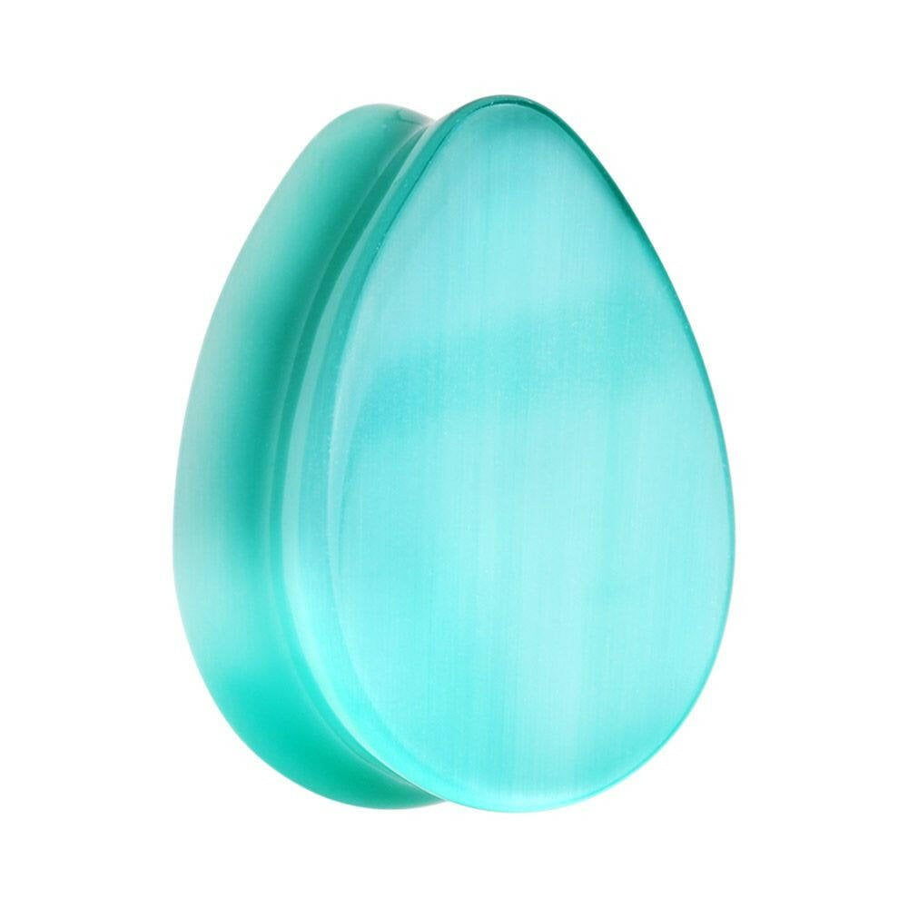 Teardop Cat Eye Stone Double Flared Ear Gauge Plug - Walmart.com