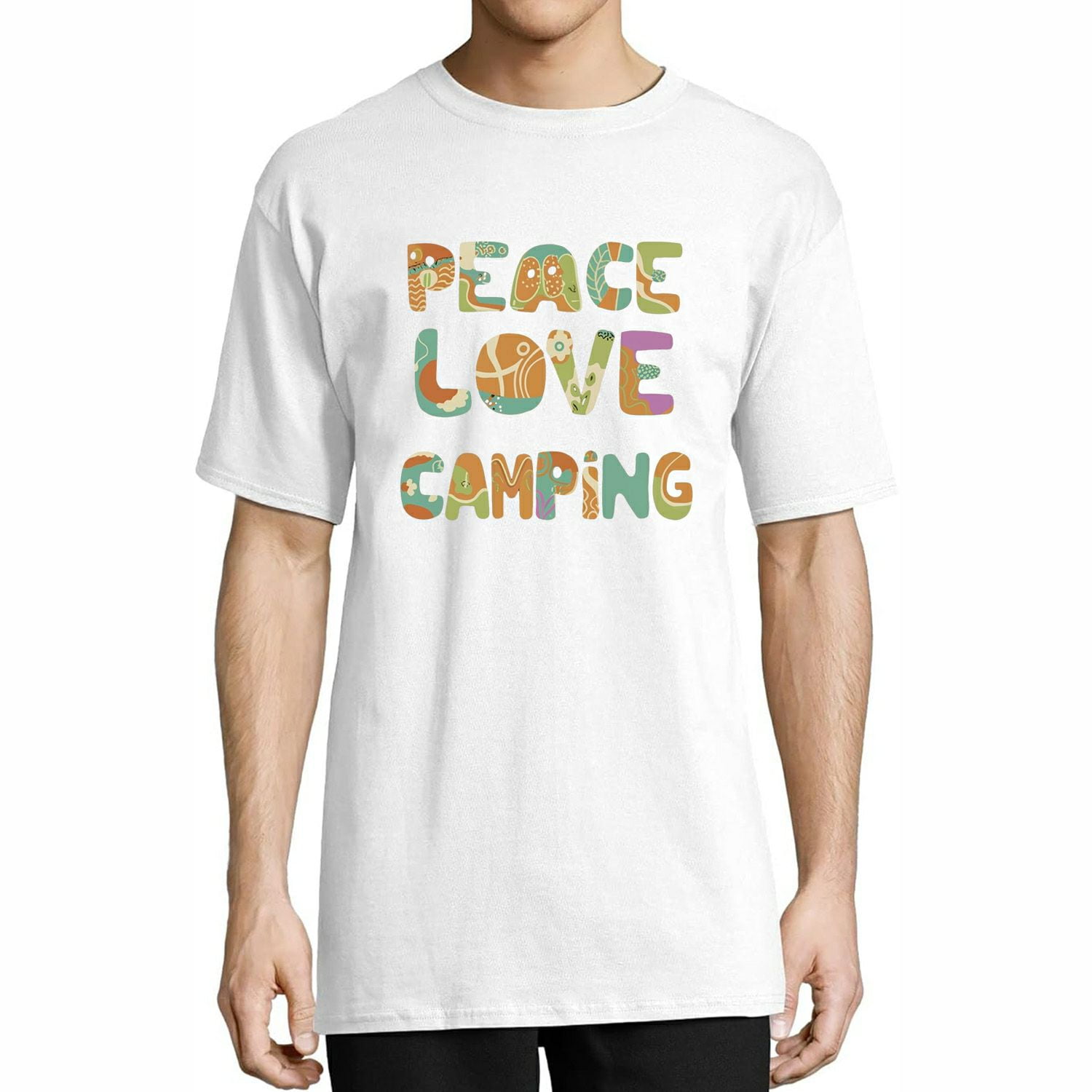 Teardrop Camper Peace Love Caravan Rv Rving Camping Round Neck Mens T ...