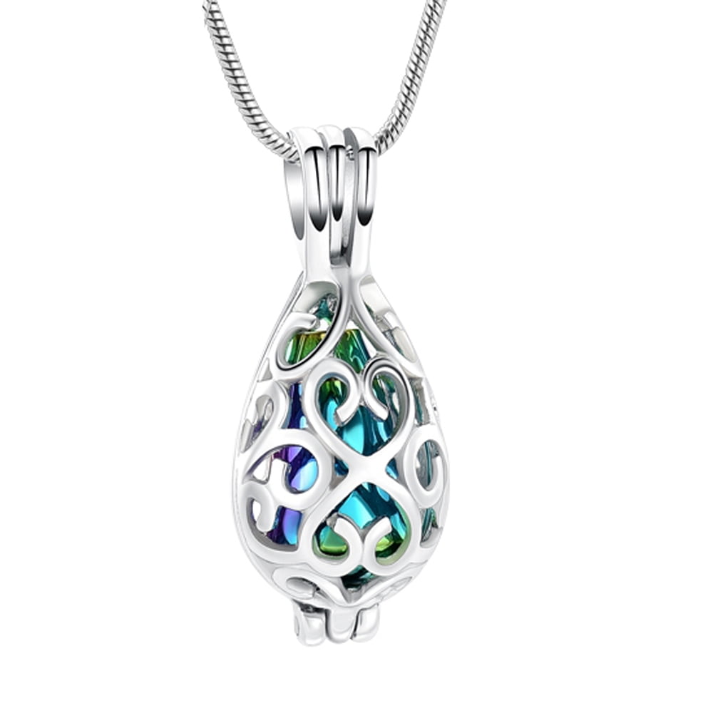 Teardrop Cremation Pendant Keepsake Urn Necklace For Ashes mini urns ...