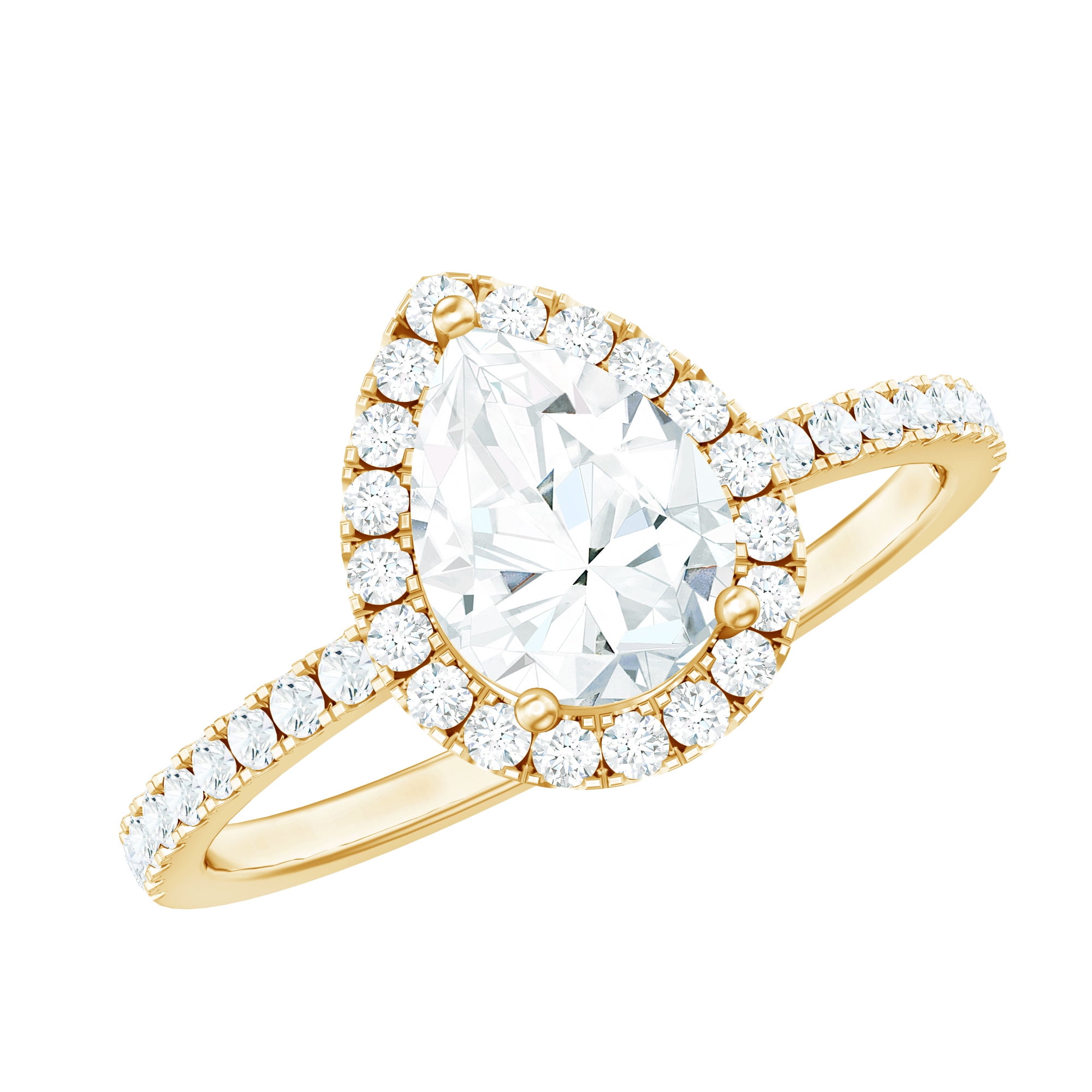 Teardrop Engagement Ring for Women - Pear Shape Moissanite (5X7 mm, D ...