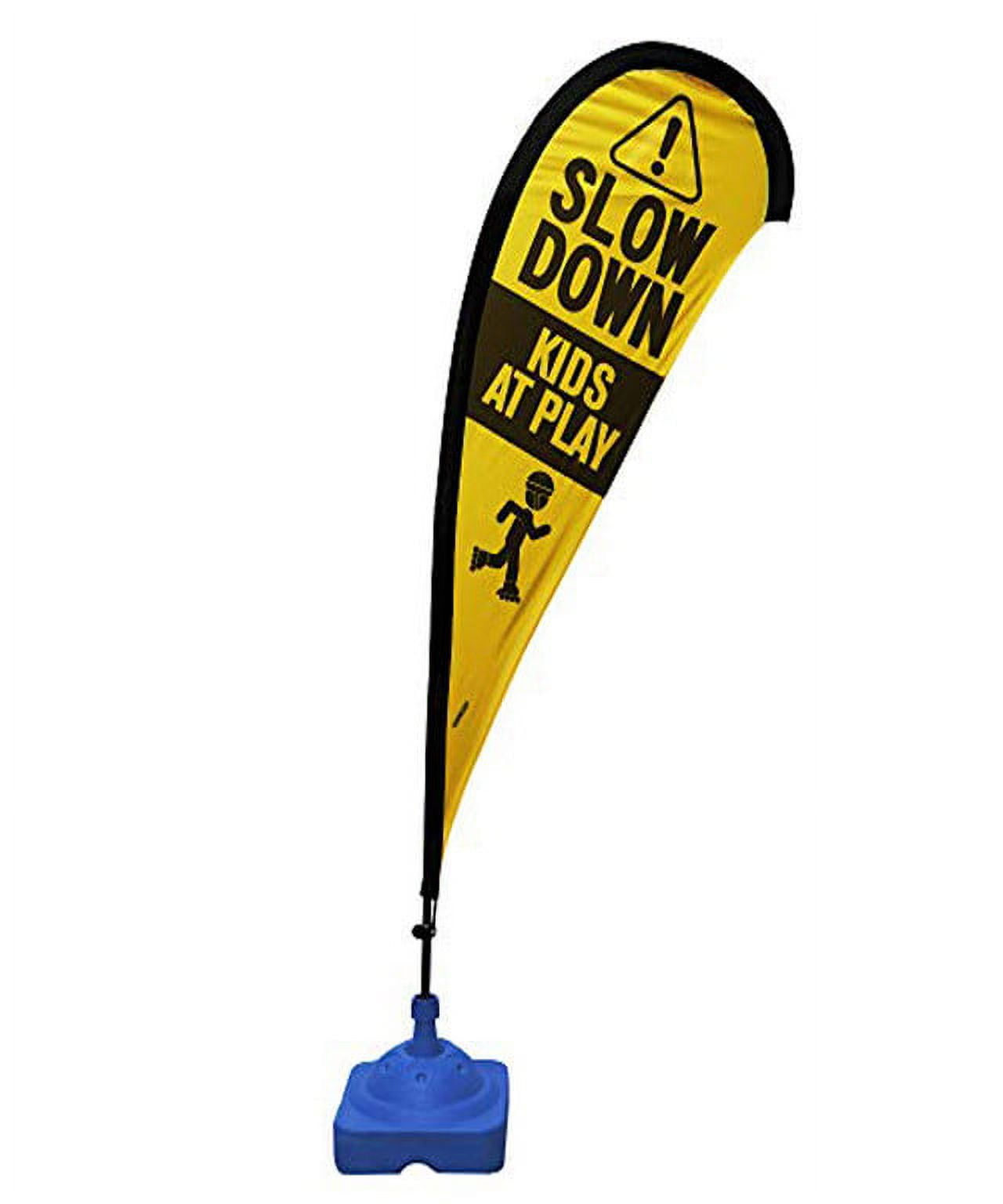 Teardrop Flag Sign, Slow Down Kids At Play, Yellow - Walmart.com