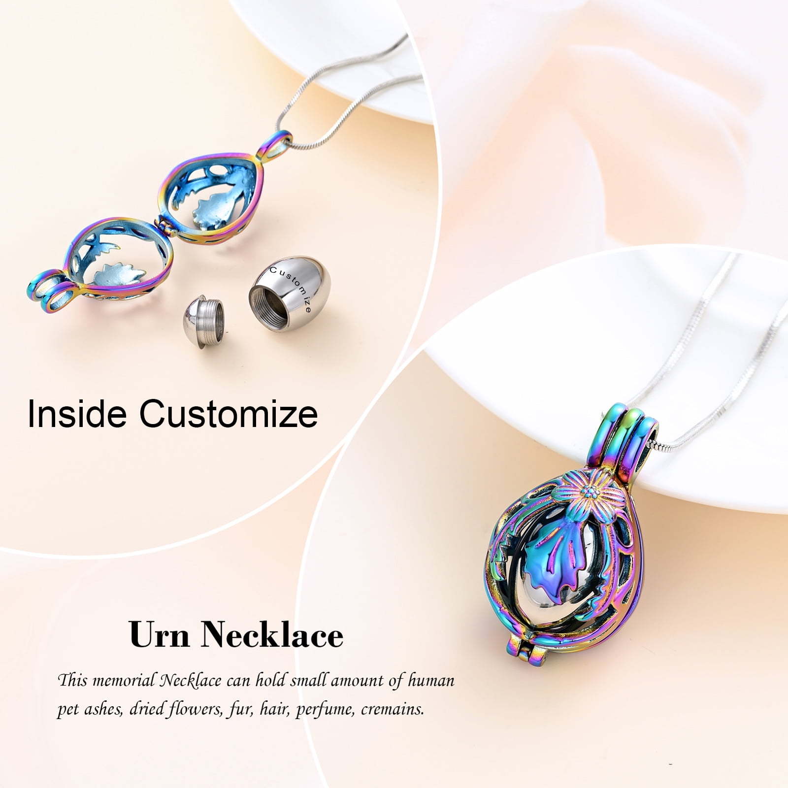 Teardrop Flower Urn Necklaces for Ashes,Cremation Necklack Locket for ...