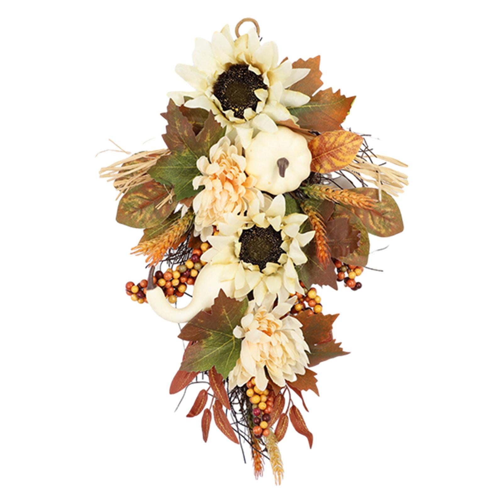 Teardrop Hanging Fall Wreath Autumn Fall Thanksgiving Swag Decorations ...