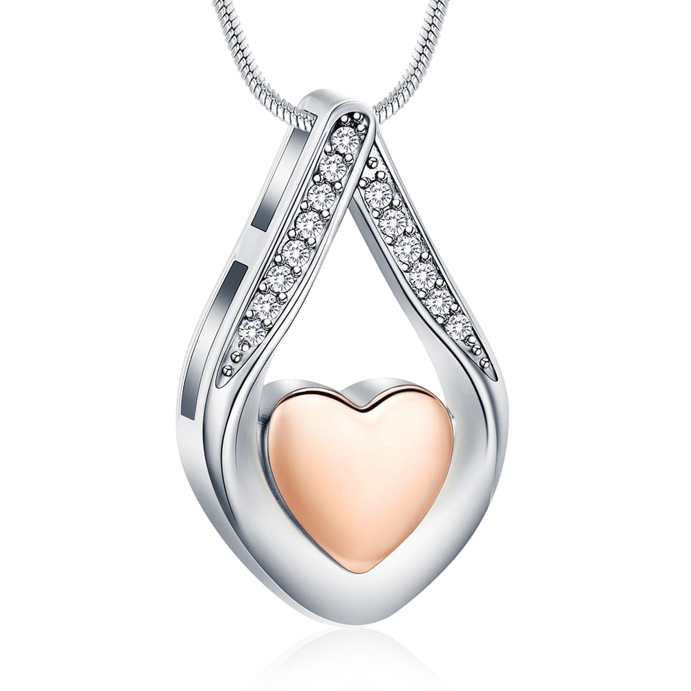 Teardrop Heart Necklace Urns for Cremation Ashes Holder Necklace ...
