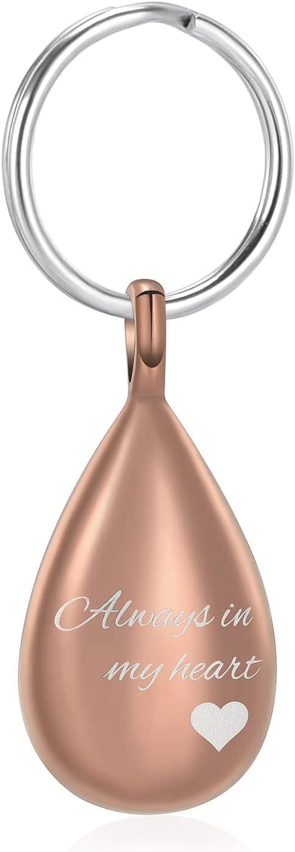 Carved Teardrop Keepsake Ashes Cremation Keychain - Always In My Heart ...