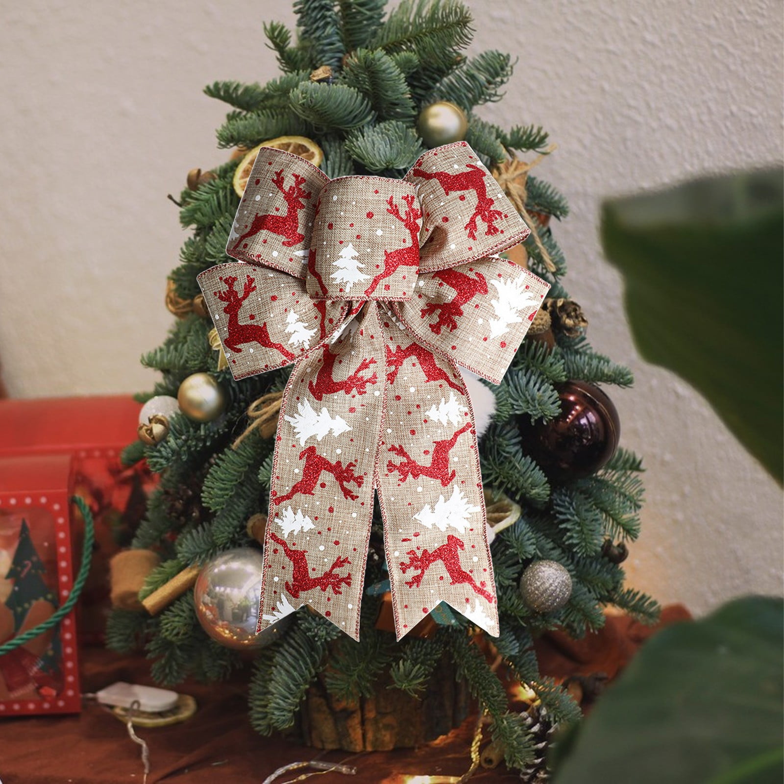 Teardrop Pendant Beads Christmas Ribbon Bow Christmas Decoration ...