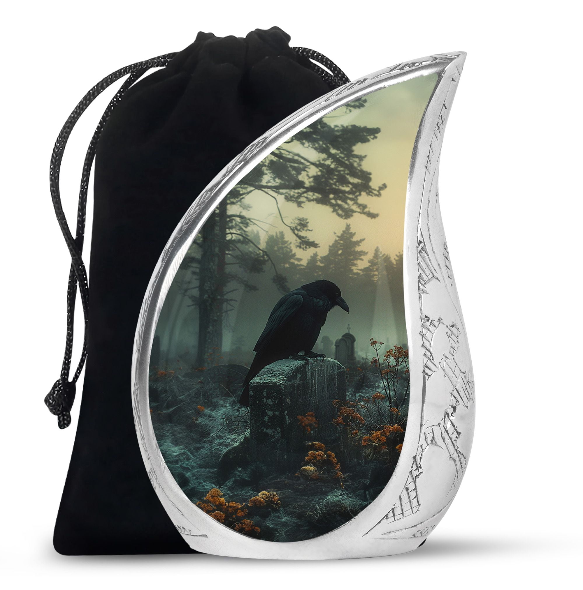 Teardrop Raven Bird Urns for Human Ashes, Large Urns for Human Ashes ...