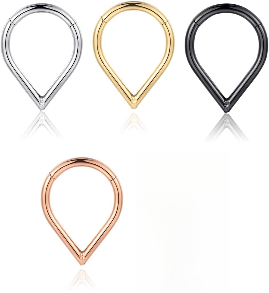 Teardrop Septum Ring Set 316 Stainless Steel Hinged Daith Piercing ...