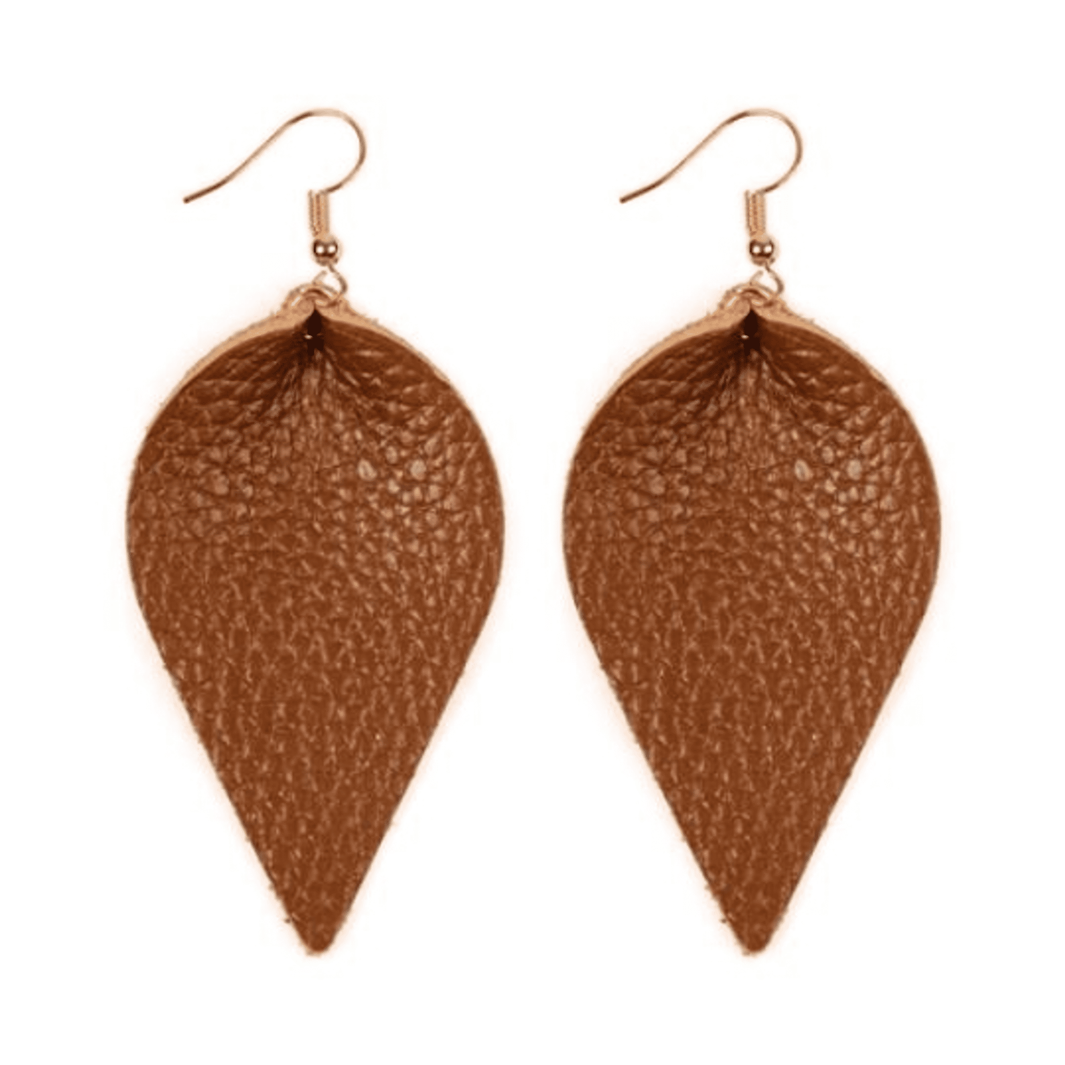 Teardrop Shaped Pinched Leather Earrings[ Brown ] - Walmart.com