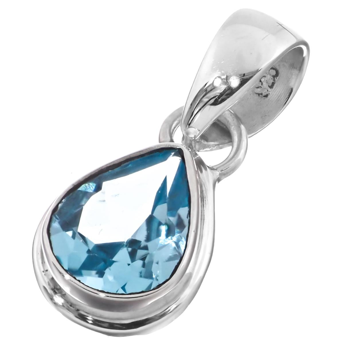 Teardrop Sky Blue Topaz Pear 925 Sterling Silver Pendant, 5/8 ...