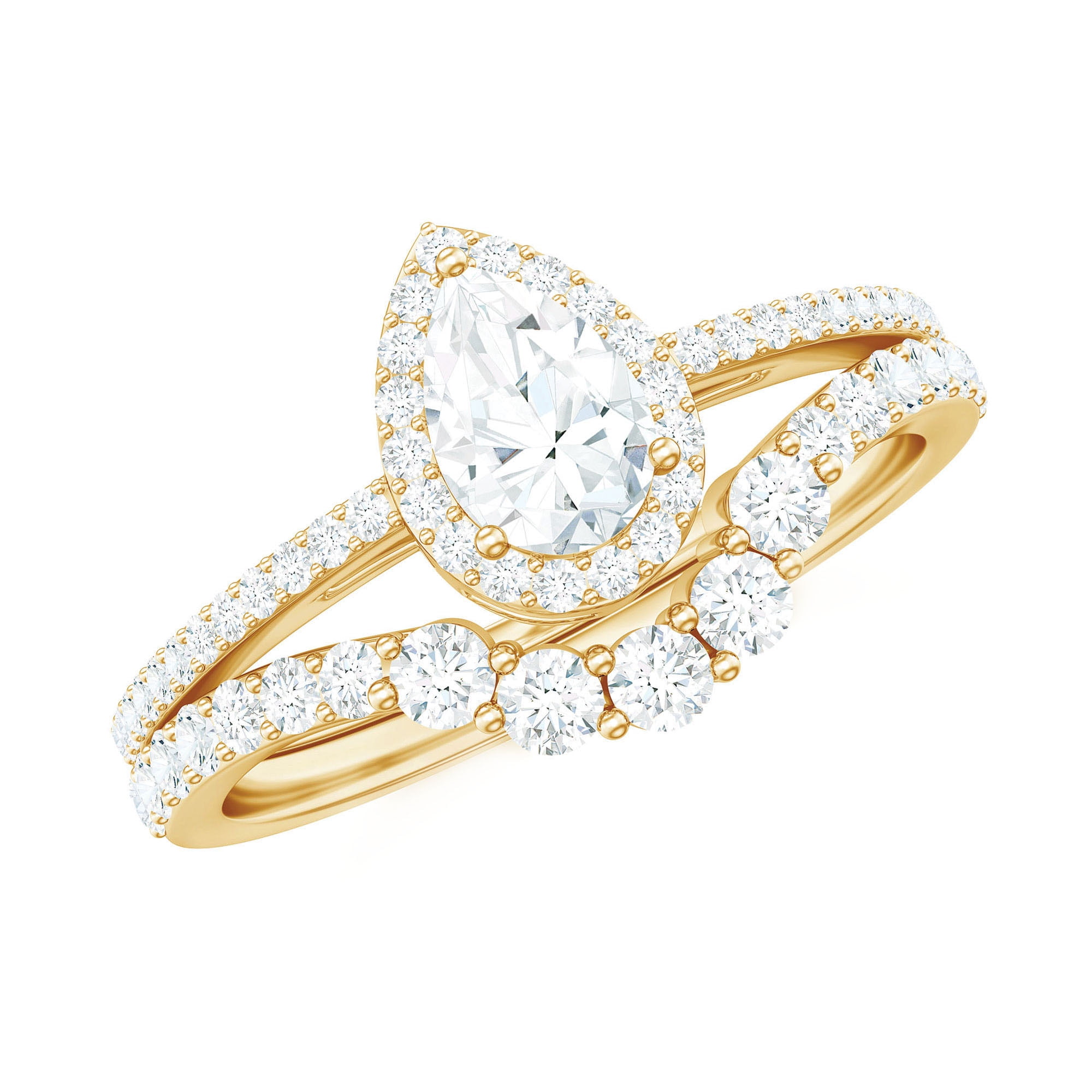 Teardrop Wedding Ring Set with Moissanite for Women, Engagement Ring ...