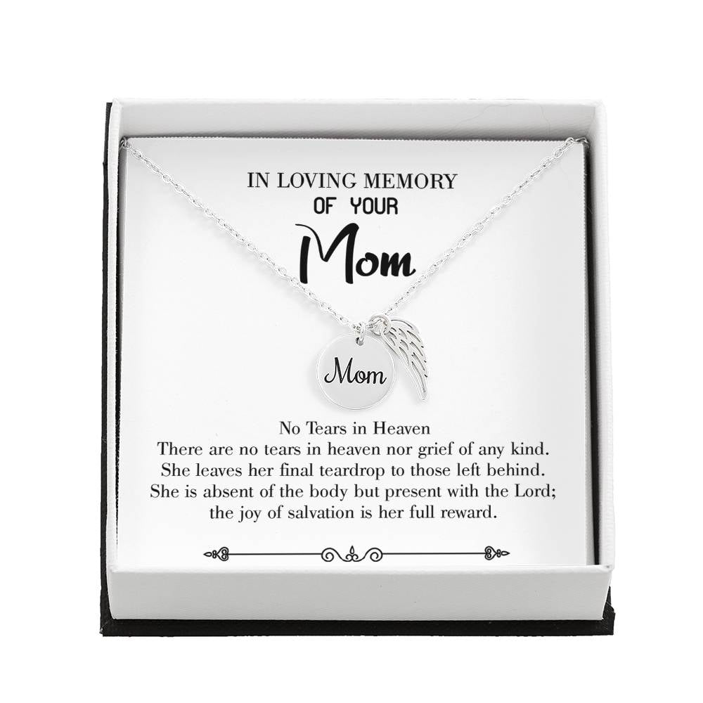 Tears In Heaven Mom Remembrance Necklace Angel Wing Charm, Stainless ...