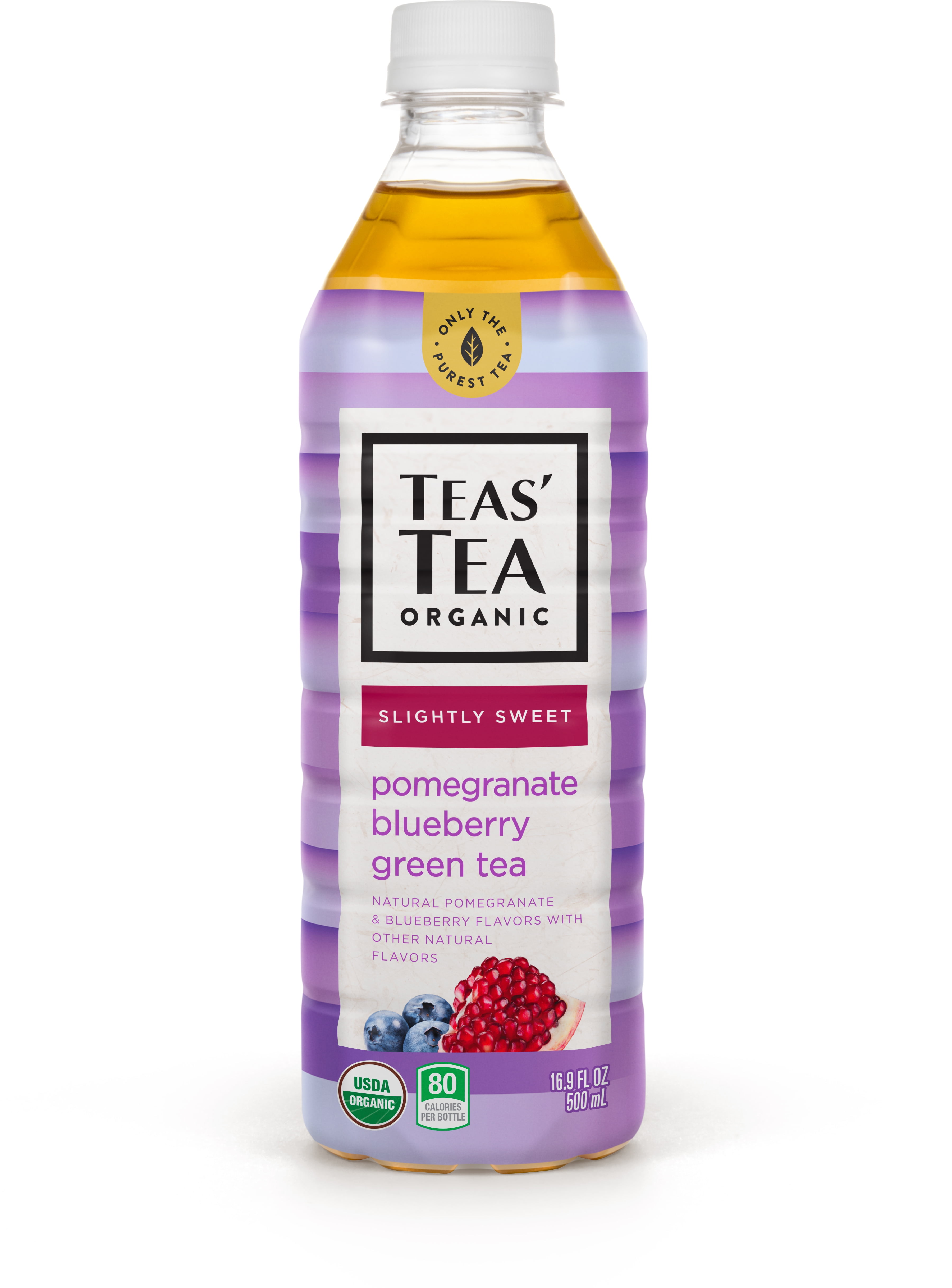 Teas' Tea Organic Lightly Sweet, Pomegranate Blueberry Green Tea, 16.9 ...