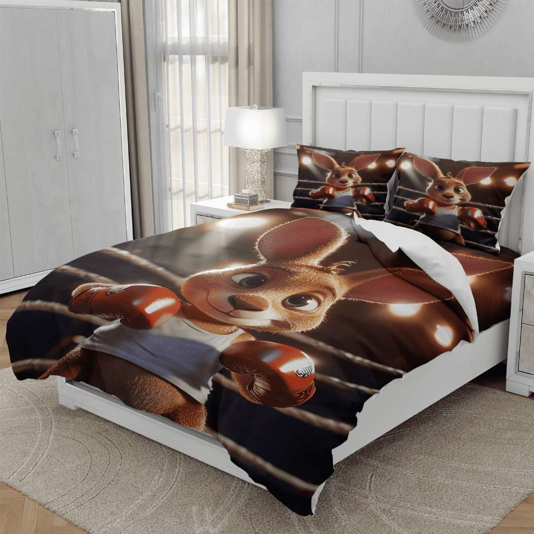 TeasBank 3D Printing Boxing Kangaroo Full Duvet Cover Set for Adult ...