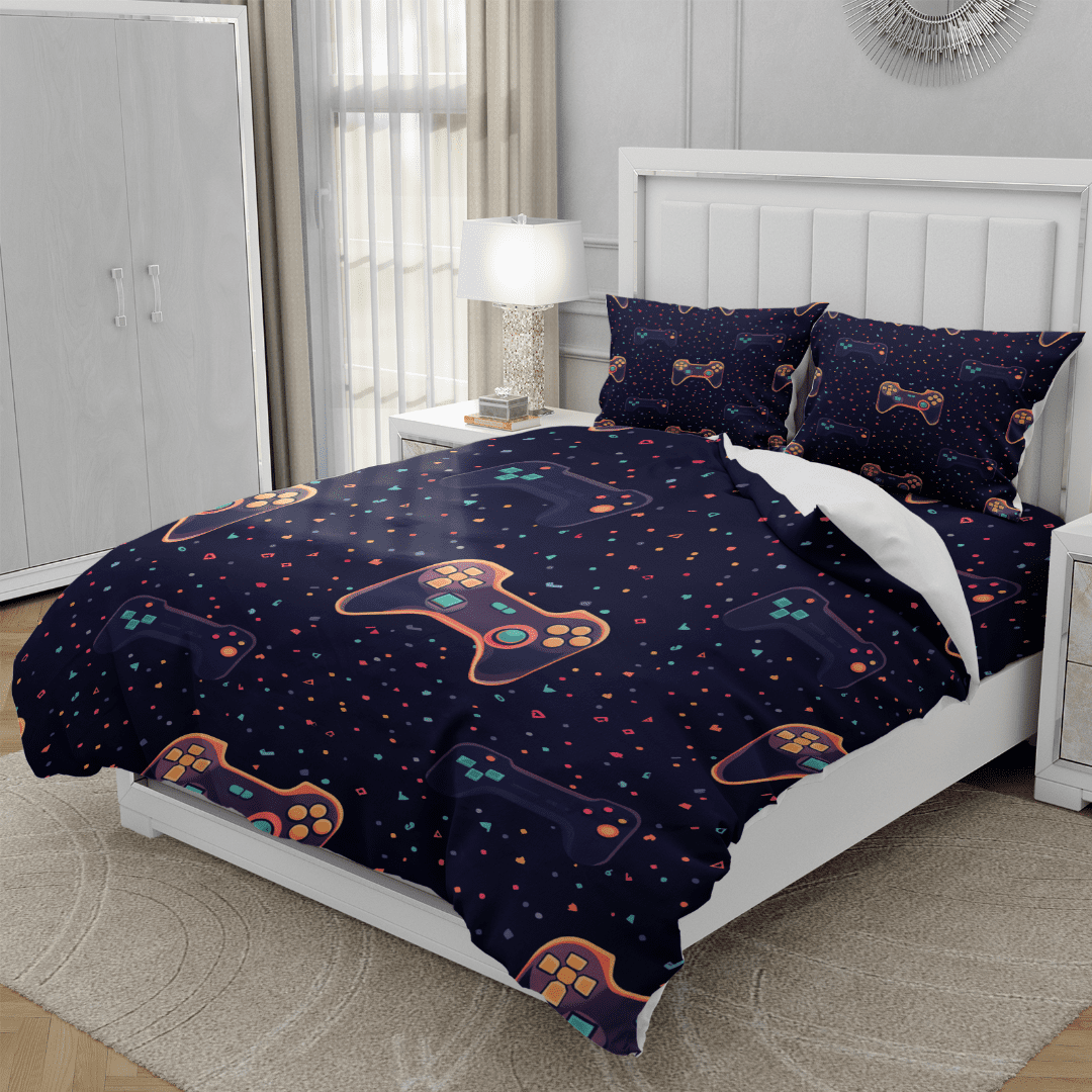 TeasBank Dark Purple Console Duvet Cover for Teen Gamers Video Game ...