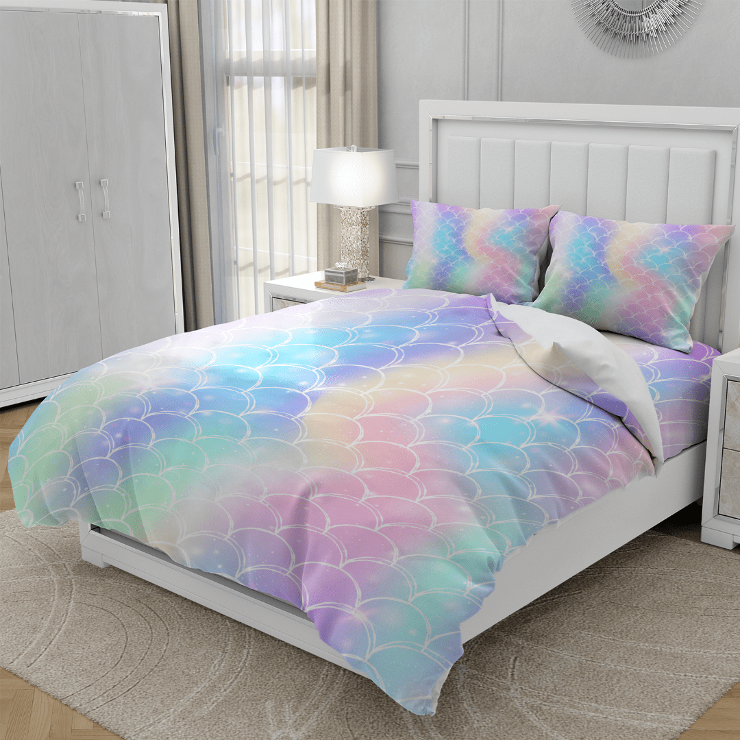 TeasBank Glitter Sequin Bedding Colorful Comforter Cover Rainbow Quilt ...