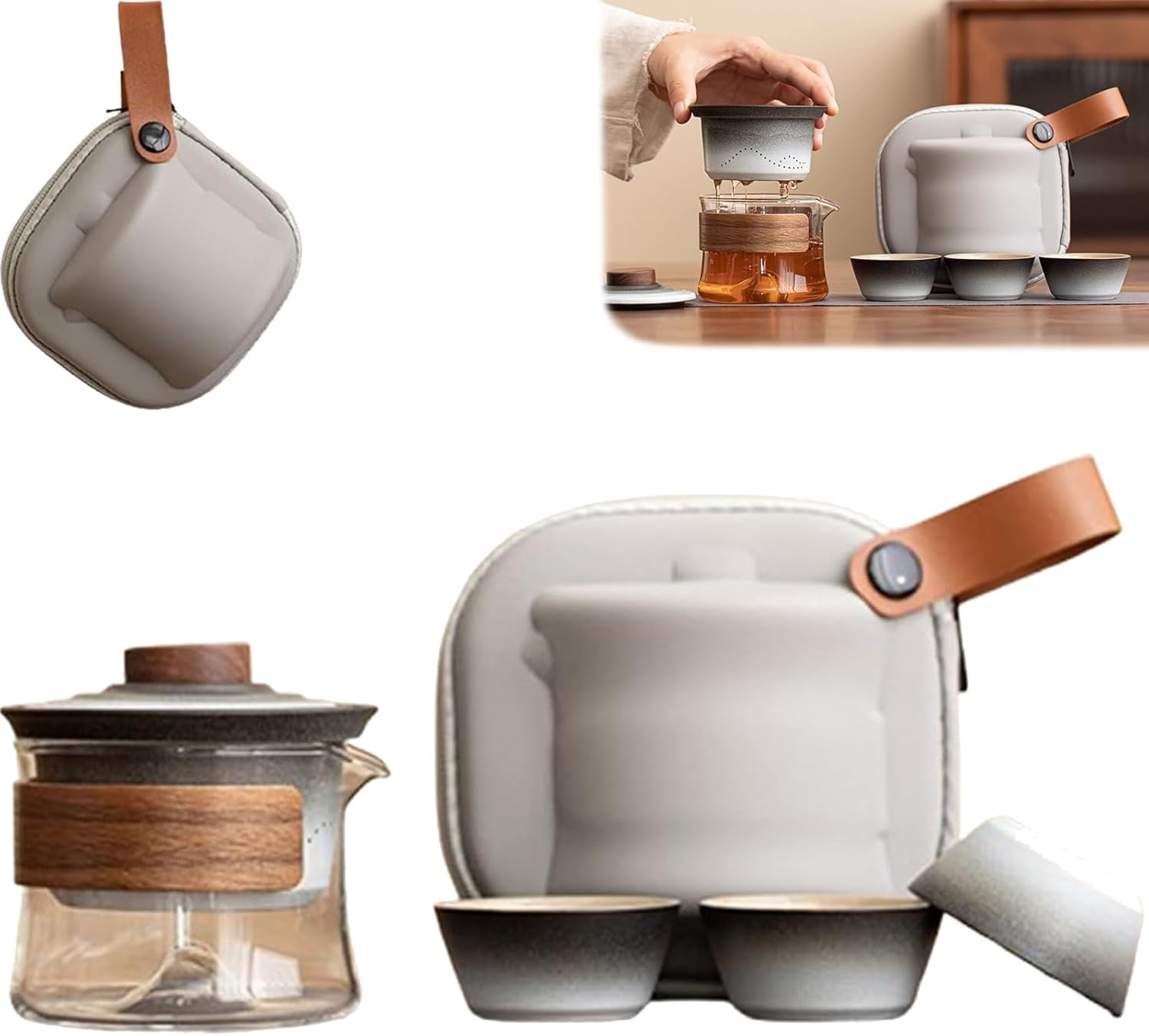 Teatsy Portable Tea Set - Heat-Resistant Borosilicate Glass Teapot with ...