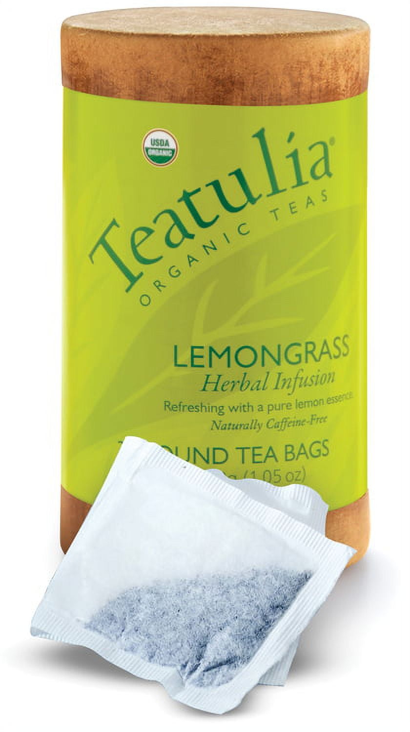 Teatulia Organic Lemongrass + Bay Leaf Herbal Tea Canister 30ct ...