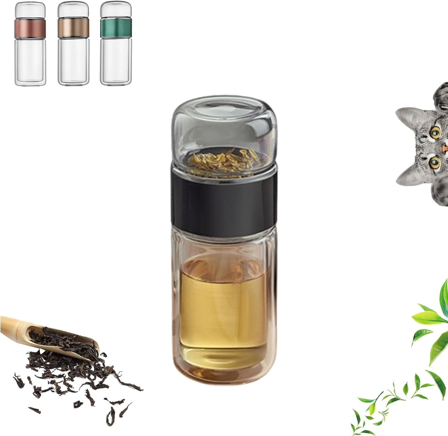 Teava Glass 3-in-1 Smart Tea Infuser, Portable Glass Double Wall Tea ...