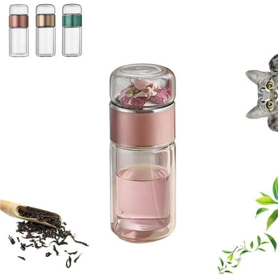 Teava Glass 3-in-1 Smart Tea Infuser, Portable Glass Double Wall Tea ...