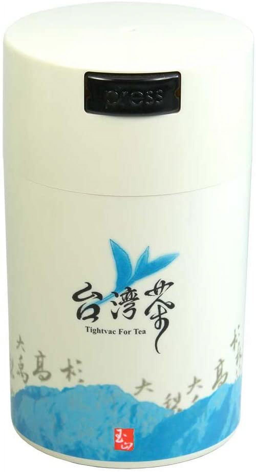 Teavac 6-Ounce Vacuum Sealed Tea Storage Container, White and Body/Blue ...