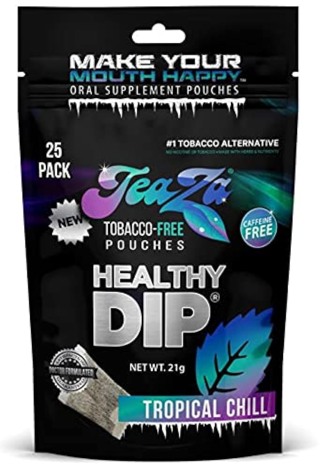 Teaza Energy Tobacco Free Pouches Nicotine Free Dip, Smokeless ...