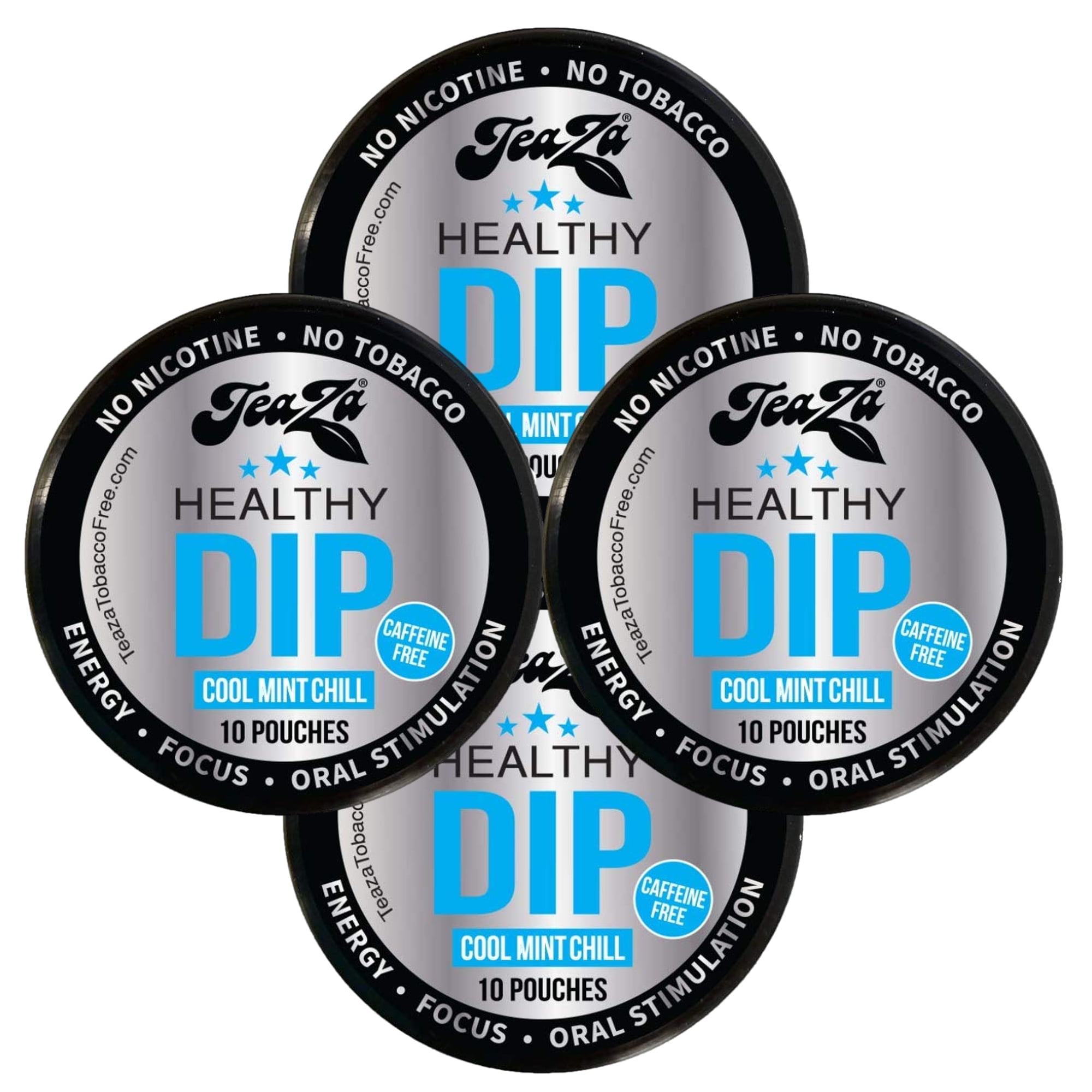 Teaza Herbal Energy Pouches Cool Mint Puck 4 Cans - Walmart.com