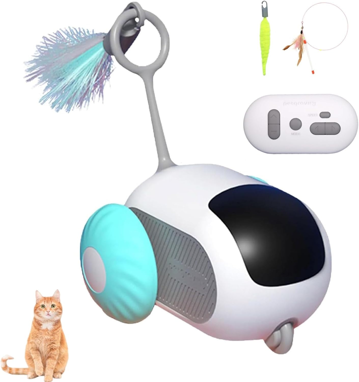 Njoeus Teazys Interactive Cat Toy, Turbo Tail 2.0, Remote Control Smart ...