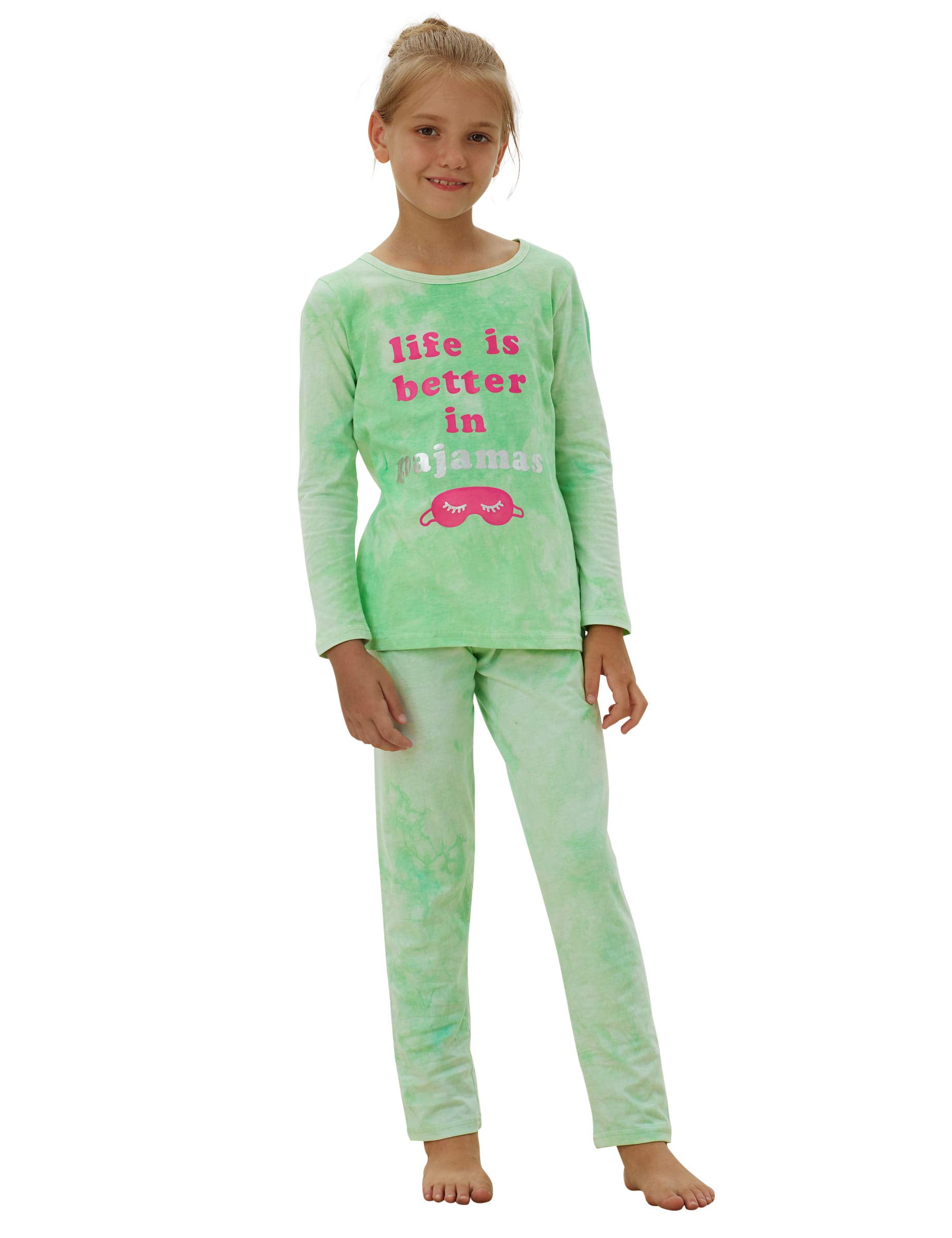 Tebbis Big girls Pajamas Size 18 - Tie dye Cotton Green Long Sleeve ...