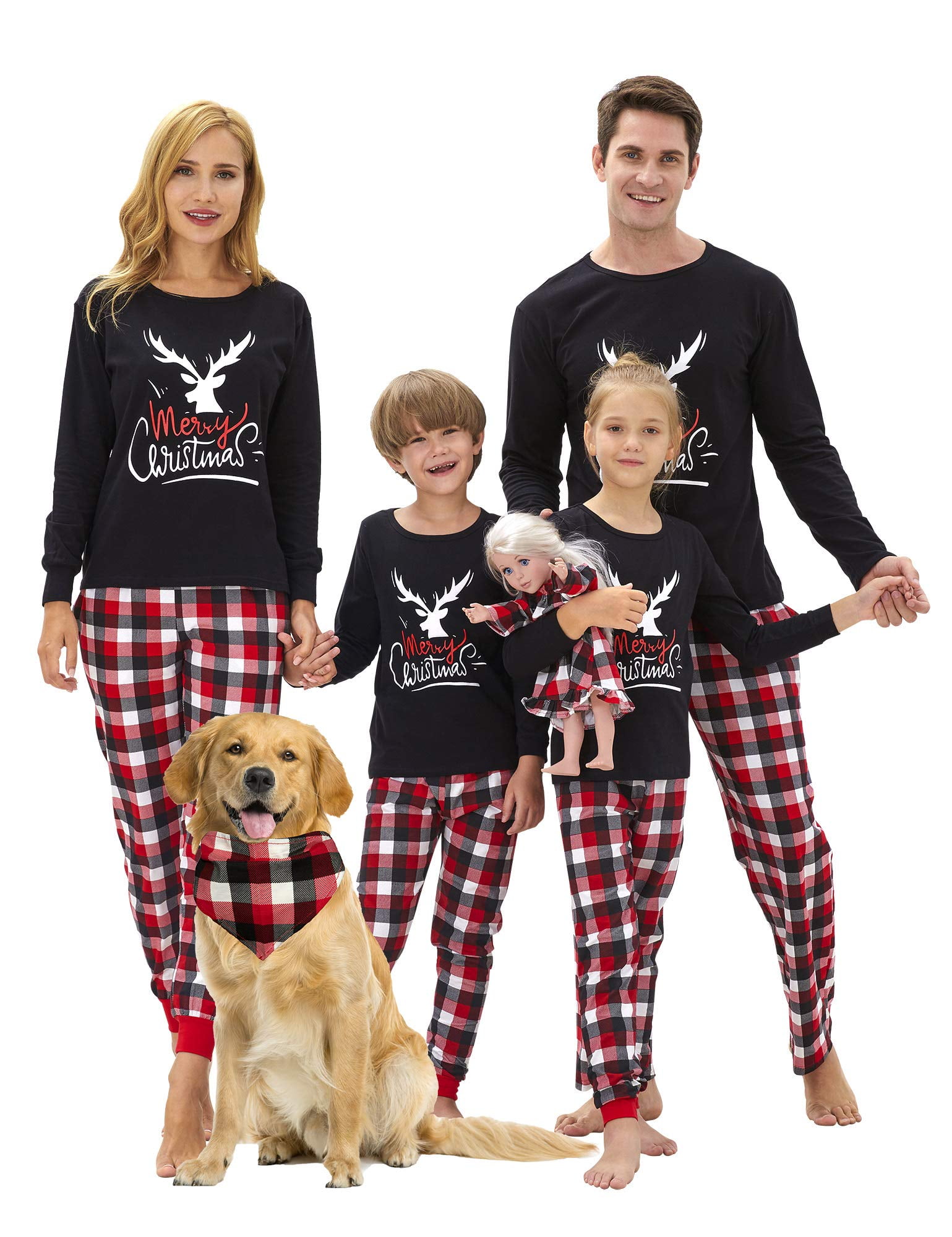 Tebbis Family Christmas Pajamas Matching Set Cotton Reindeer Plaid PJS ...