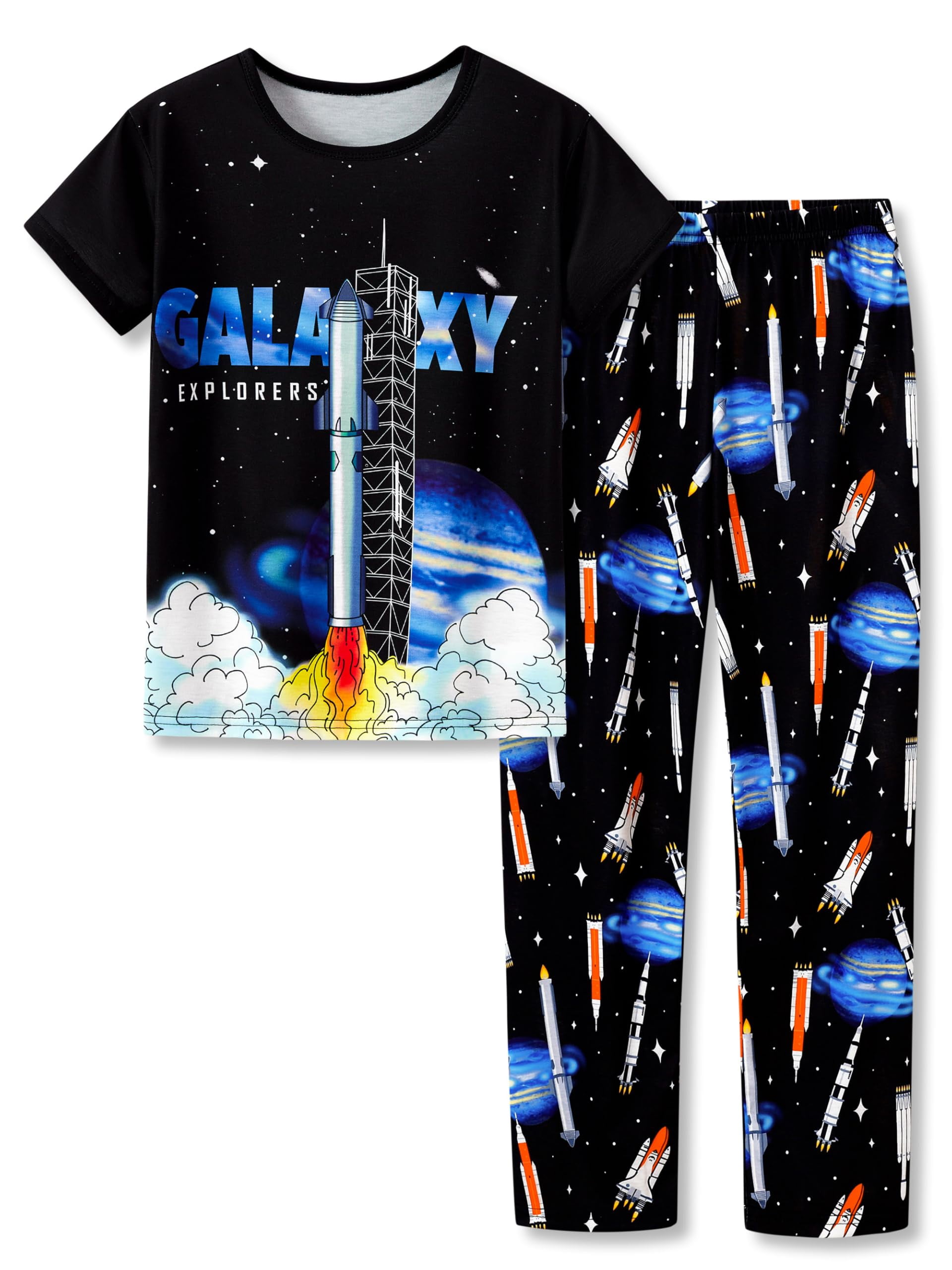 Tebbis Pajamas For Boys Rocket Galaxy Black Short Sleeves & Pants 2 ...