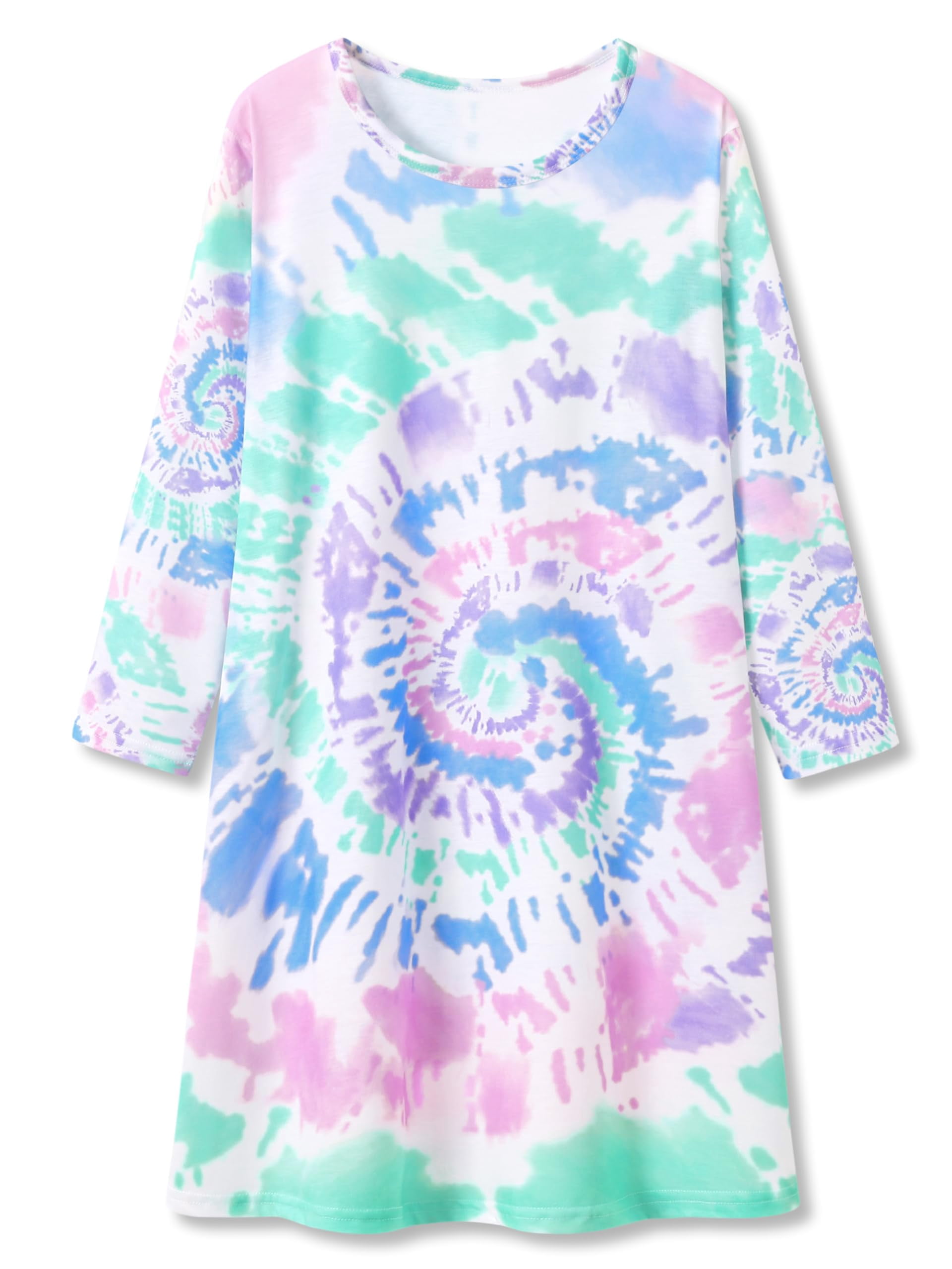 Tebbis Teen Girls Nightgown – Soft Long Sleeves Sleepwear Trendy Tie ...