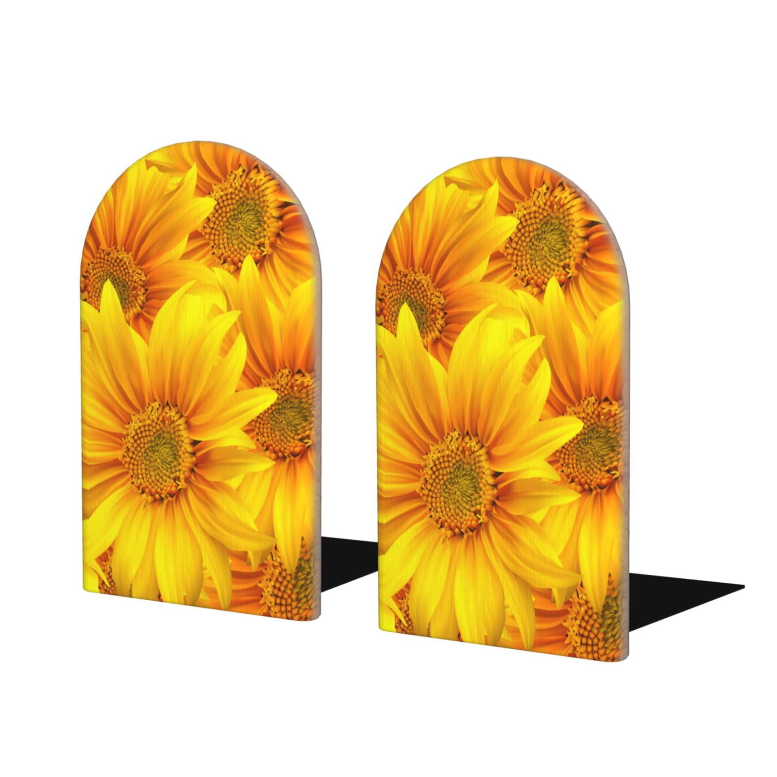 Tebeau 3D Sunflowers Print Wood Bookends for Shelves,Bookends,Book ...