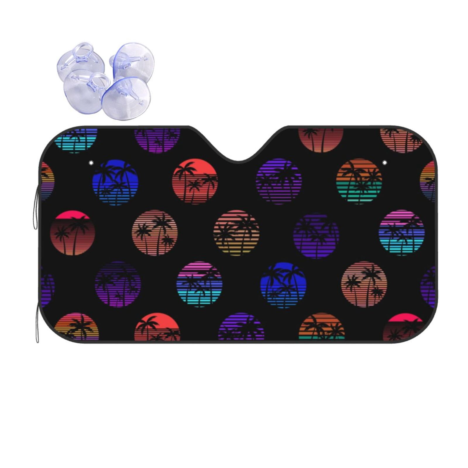 Tebeau 80s Style Palm Trees Print Foldable Car Windshield Sun Shades ...