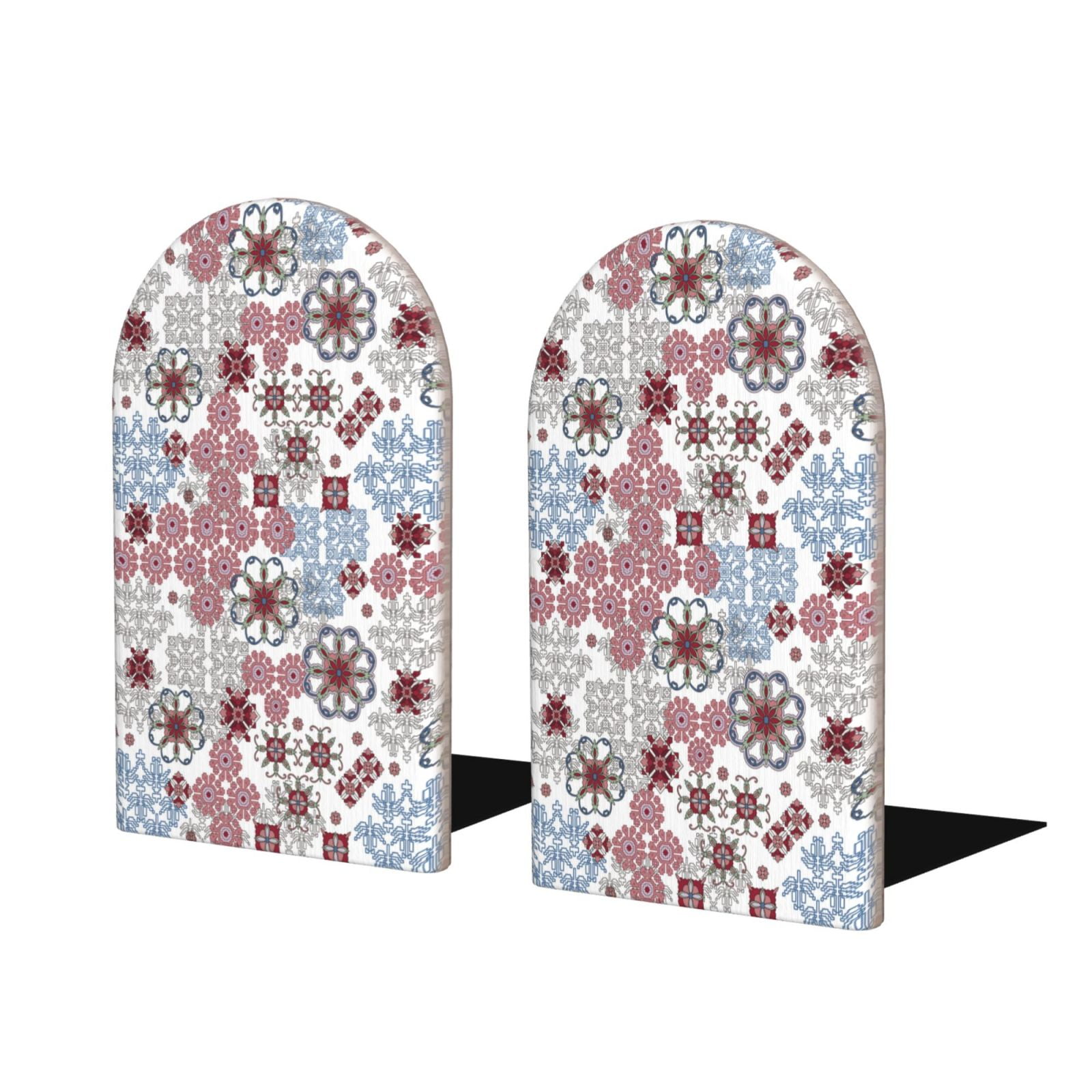 Tebeau Abstract Floral Print Wood Bookends for Shelves,Bookends,Book ...