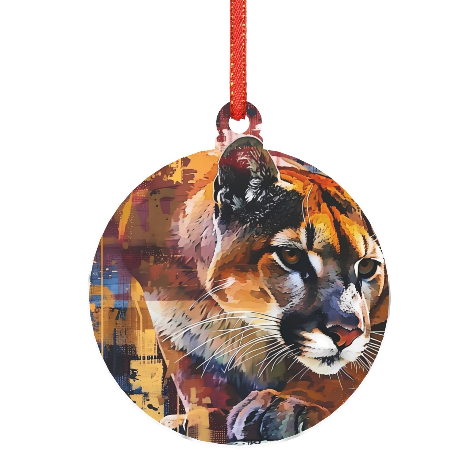 Tebeau Abstract Lion Painting Print Christmas Tree Ornaments Round ...