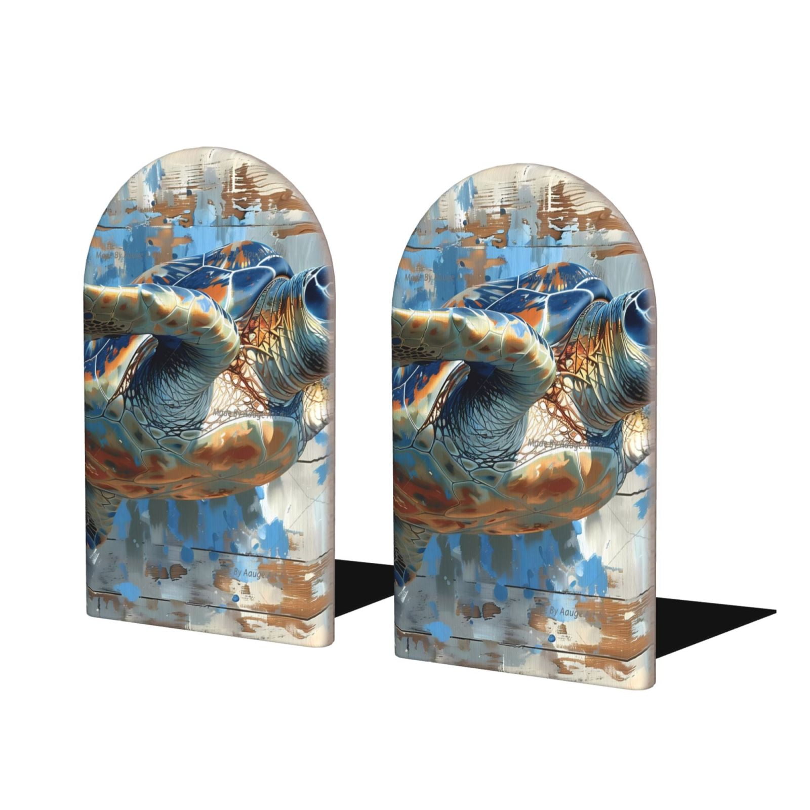 Tebeau Abstract Sea Turtle Print Wood Bookends for Shelves,Bookends ...